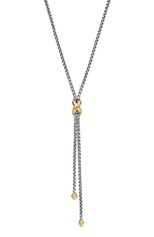 David Yurman Petite X Lariat Necklace - Silver/ Yellow Gold