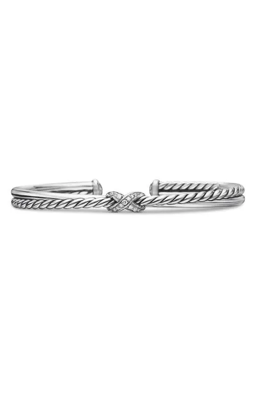 David Yurman Petite X Center Station Bracelet - Diamond/silver