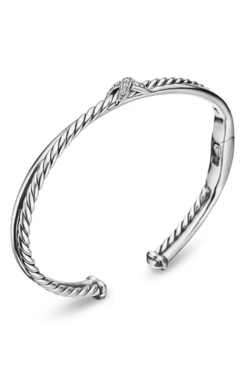 David Yurman Petite X Center Station Bracelet - Diamond/silver