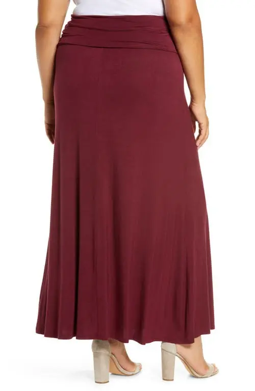 Loveappella Fold Over Maxi Skirt - Burgundy