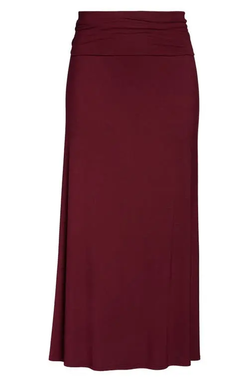 Loveappella Fold Over Maxi Skirt - Burgundy