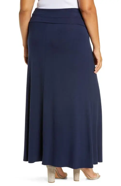 Loveappella Fold Over Maxi Skirt - Navy