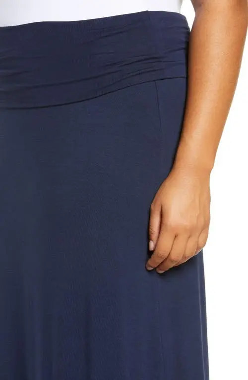 Loveappella Fold Over Maxi Skirt - Navy