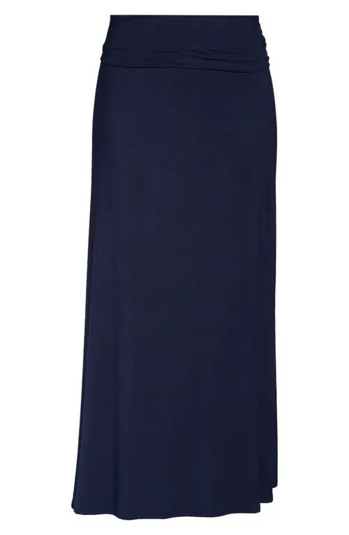 Loveappella Fold Over Maxi Skirt - Navy