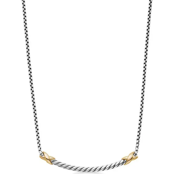 David Yurman Petite X Bar Pendant Necklace - Silver/yellow Gold
