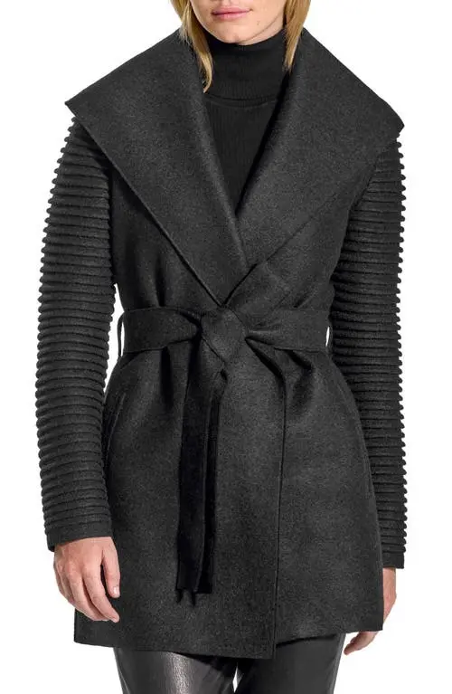 Sentaler Rib Sleeve Alpaca & Wool Wrap Coat