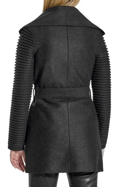 Sentaler Rib Sleeve Alpaca & Wool Wrap Coat