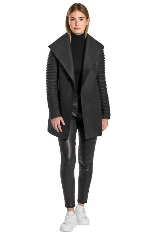 Sentaler Rib Sleeve Alpaca & Wool Wrap Coat