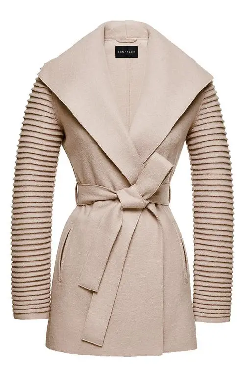 Sentaler Rib Sleeve Alpaca & Wool Wrap Coat