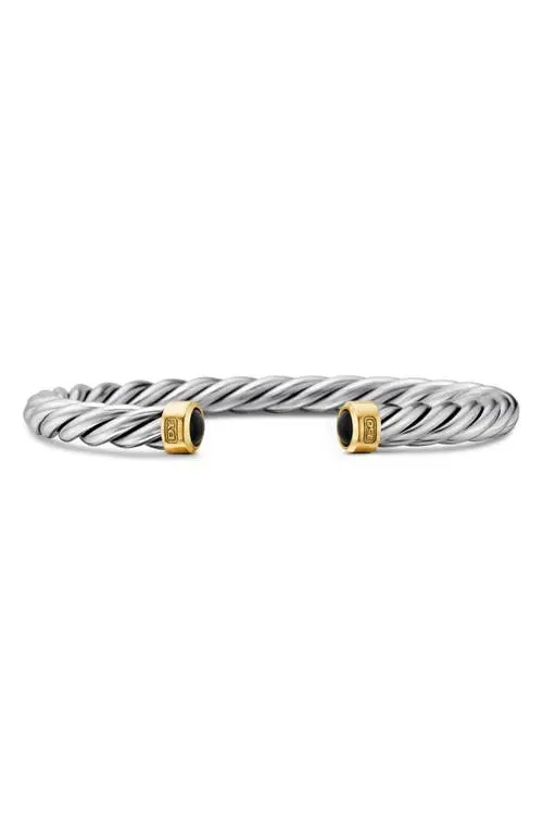 David Yurman Cable Cuff Bracelet With Gemstone And 18k Gold - Black Onyx