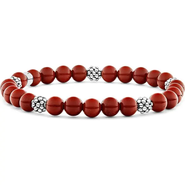 Lagos Signature Caviar Stone Beaded Stretch Bracelet - Jasper