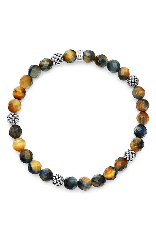 Lagos Signature Caviar Stone Beaded Stretch Bracelet - Tigereye