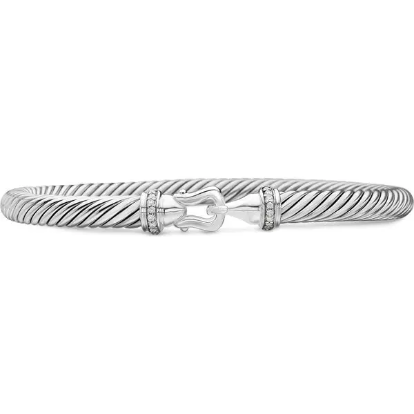 David Yurman Classic Cable Buckle Bracelet With Diamonds - Silver/diamond