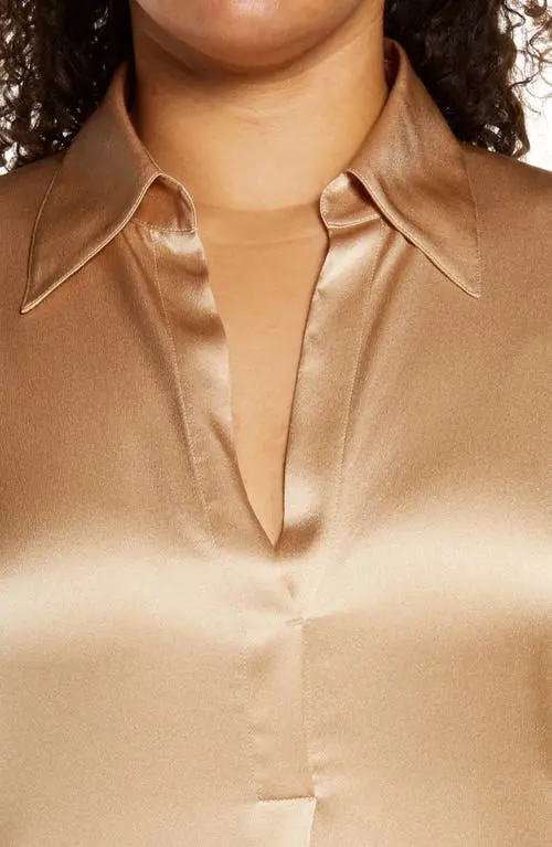 Vince Split Neck Collar Silk Blouse