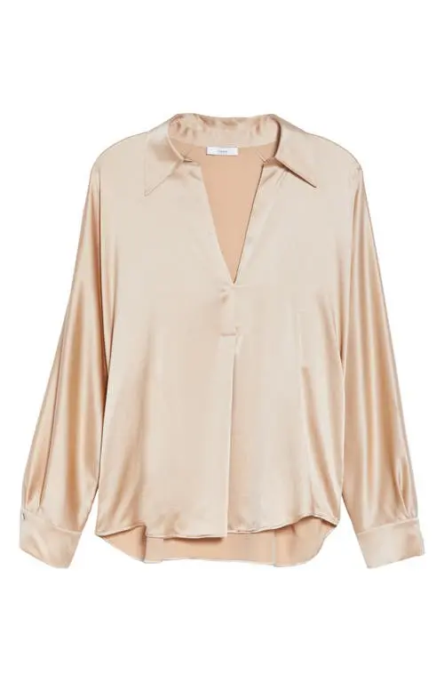 Vince Split Neck Collar Silk Blouse