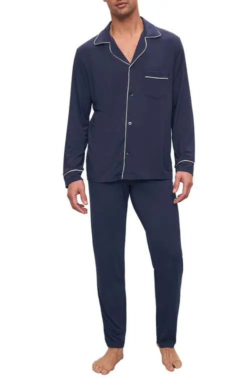 Eberjey William Stretch Tencel® Modal Long Pajamas - Navy