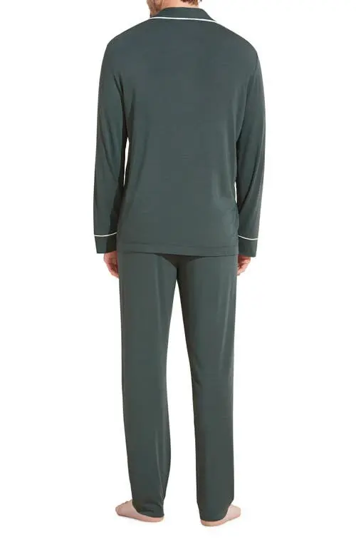 Eberjey William Tencel® Modal Long Pajamas - Pine/ivory