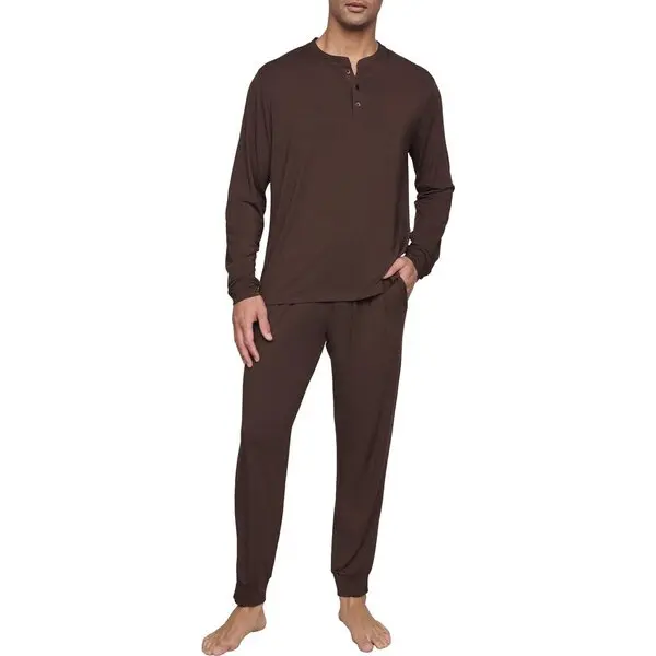 Eberjey Henry Jersey Pajamas - Chocolate