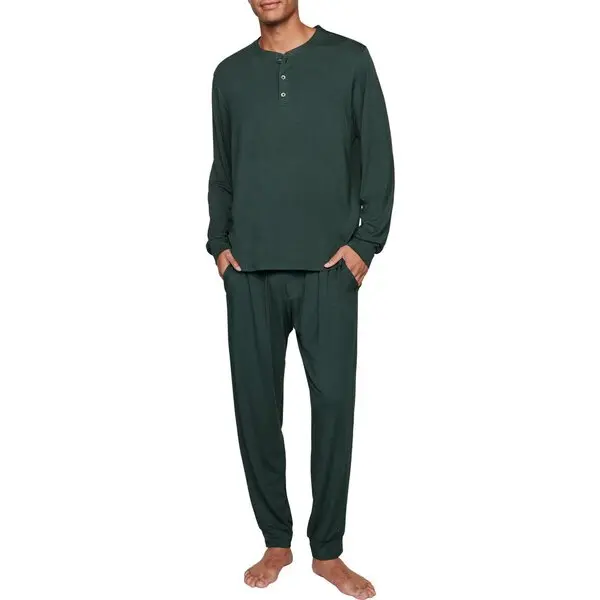 Eberjey Henry Long Sleeve Jersey Pajama Set - Pine
