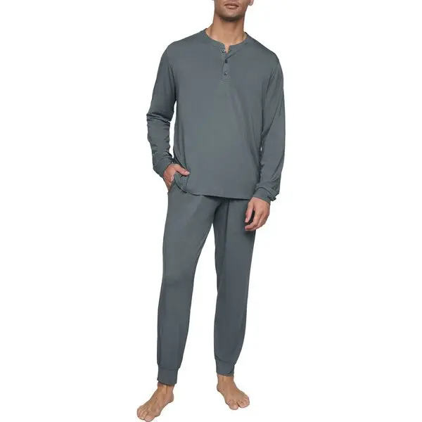 Eberjey Henry Jersey Pajamas - Stone Blue