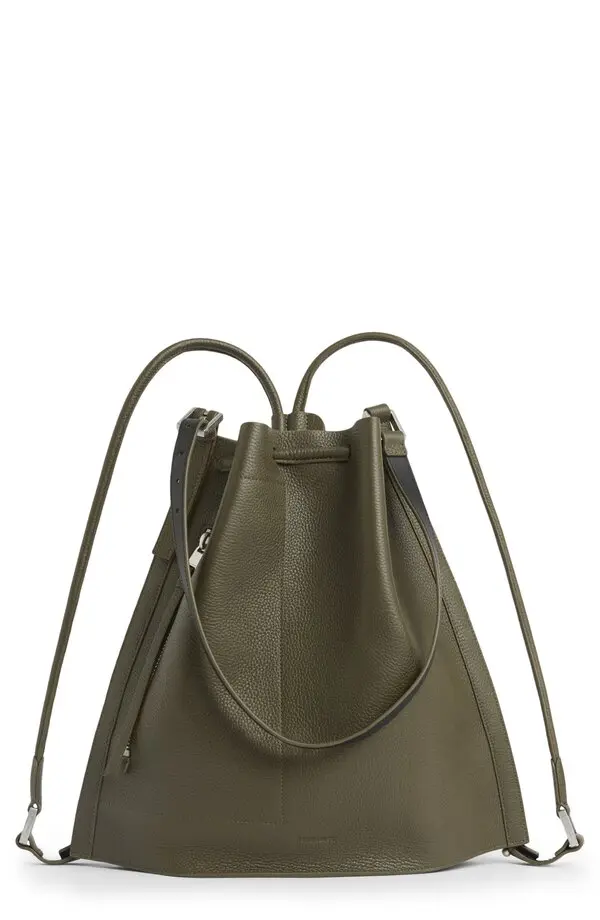 Allsaints Alpha Convertible Leather Backpack In Dusty Khaki  display picture 2