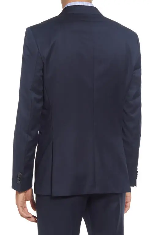 BOSS Slim Fit Solid Wool Suit Jacket - Navy