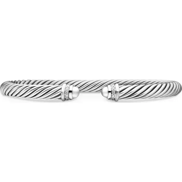 David Yurman Classic Cable Bracelet With Diamonds - Silver Dome