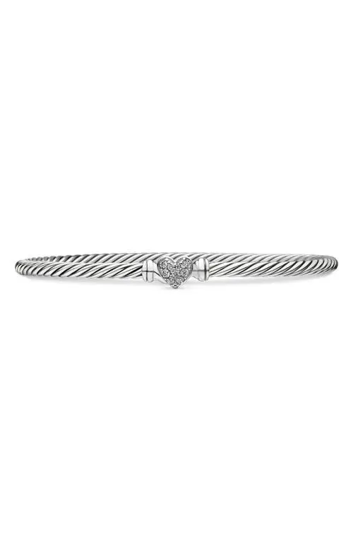 David Yurman Cable Collectibles® Heart Bracelet - Silver Pave