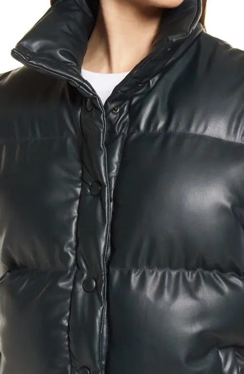 Blanknyc Quilted Faux Leather Puffer Vest With Stand Collar