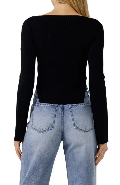 Endless Rose Ribbed Sweater - Black