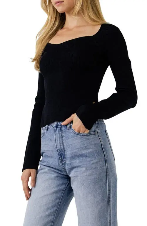 Endless Rose Ribbed Sweater - Black