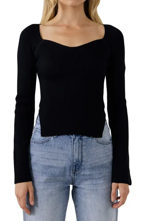 Endless Rose Ribbed Sweater - Black