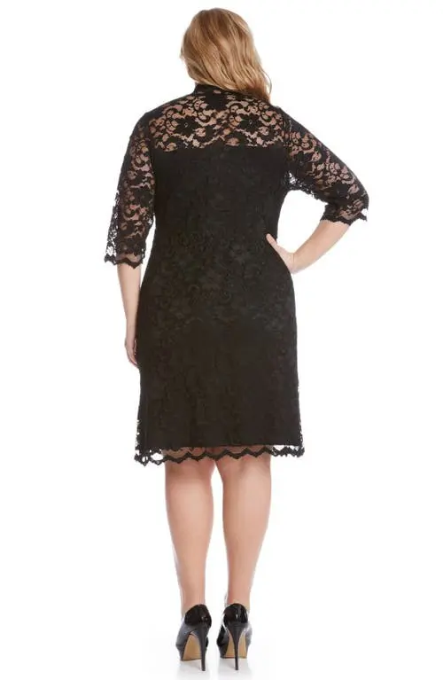 Karen Kane Scalloped Stretch Lace Dress - Black | Editorialist