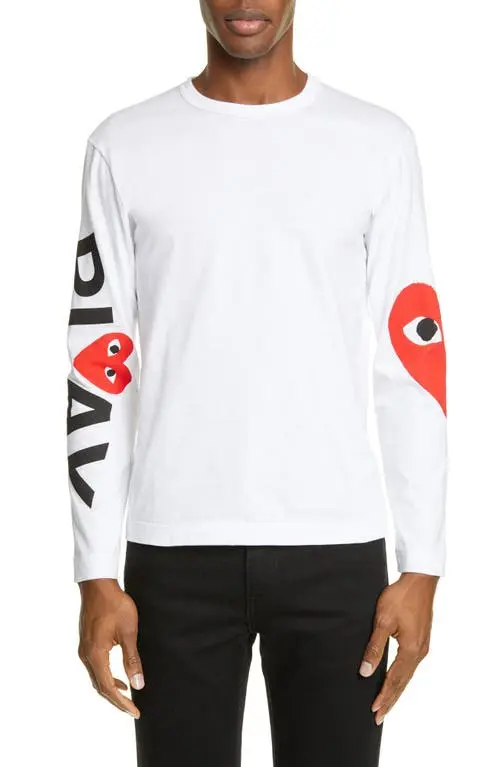 Play Comme Des Garcon Logo Long Sleeve Graphic Tee