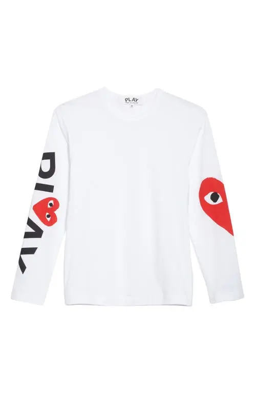 Play Comme Des Garcon Logo Long Sleeve Graphic Tee
