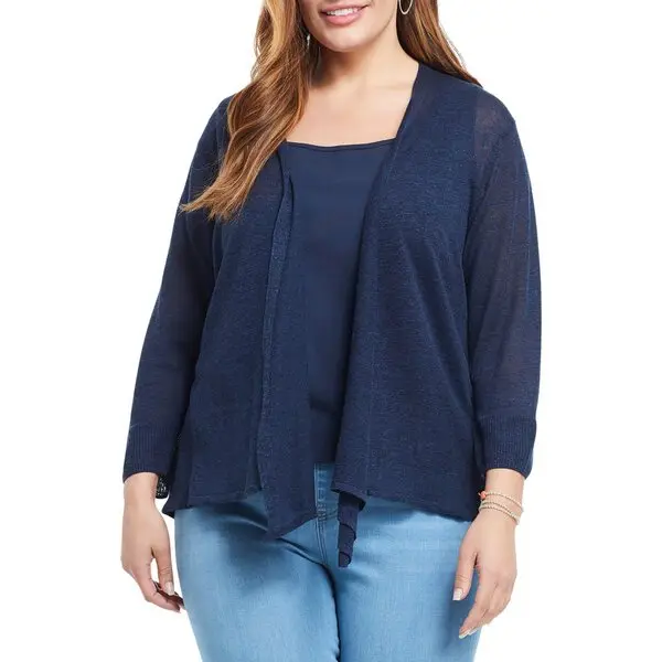 NIC+ZOE 4-way Three Quarter Sleeve Cardigan - Dark Indigo