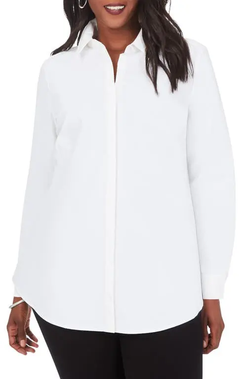 Foxcroft Cici Stretch Tunic Shirt - White