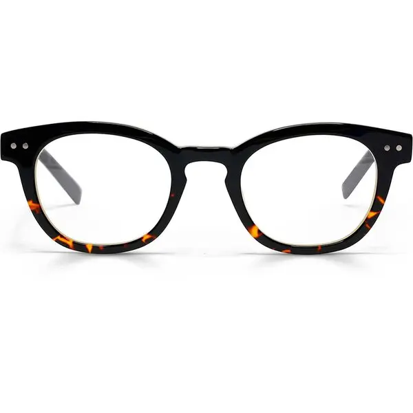 Eyebobs Waylaid 45mm Round Reading Glasses - Black Demi/ Black/ Clear