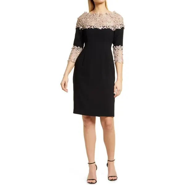 Shani Crepe & Lace Sheath Dress