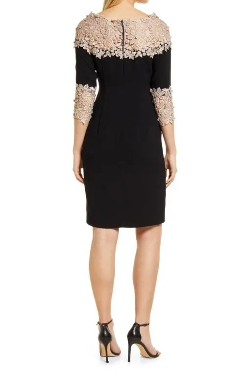 Shani Crepe & Lace Sheath Dress