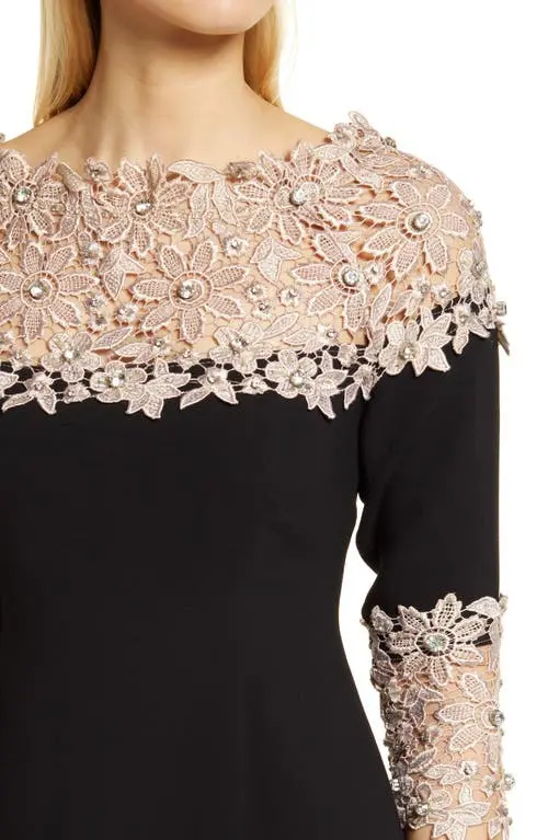 Shani Crepe & Lace Sheath Dress