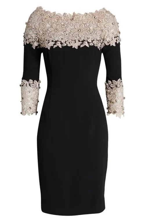 Shani Crepe & Lace Sheath Dress
