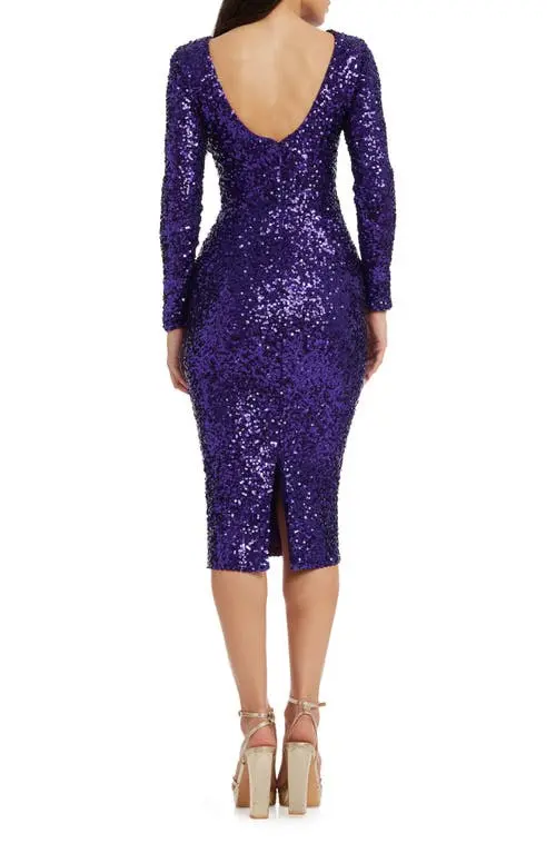 Dress The Population Emery Sequin Midi Dress - Violet
