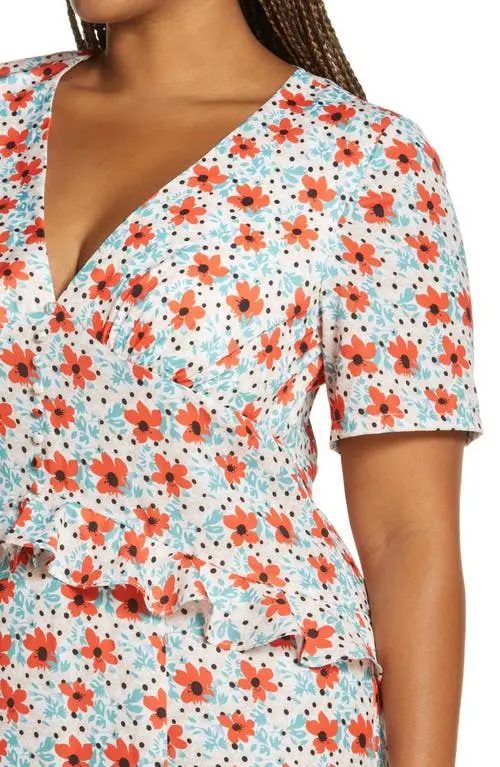 CHI CHI LONDON Floral Ruffle Sheath Dress