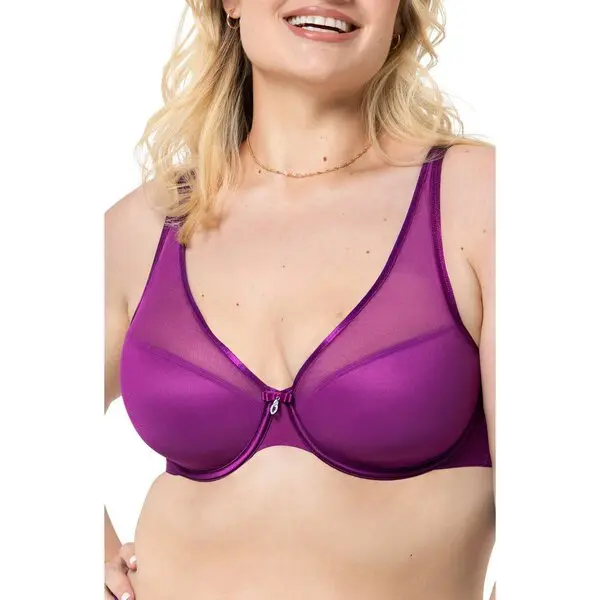 CURVY COUTURE Underwire Plunge Bra - Berry Bliss