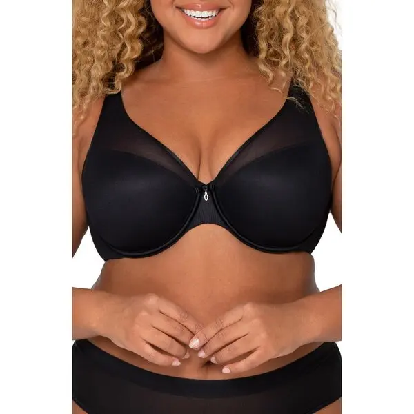 CURVY COUTURE Underwire Plunge Bra - Black
