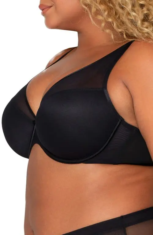 CURVY COUTURE Underwire Plunge Bra - Black