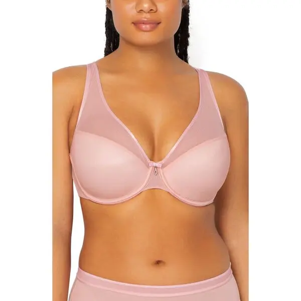 CURVY COUTURE Underwire Plunge Bra - Blushing Rose