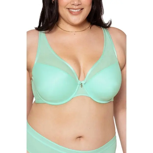 CURVY COUTURE Underwire Plunge Bra - Mint Chip