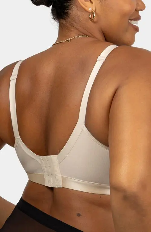 CURVY COUTURE Lace Trim Wireless Bra - Natural